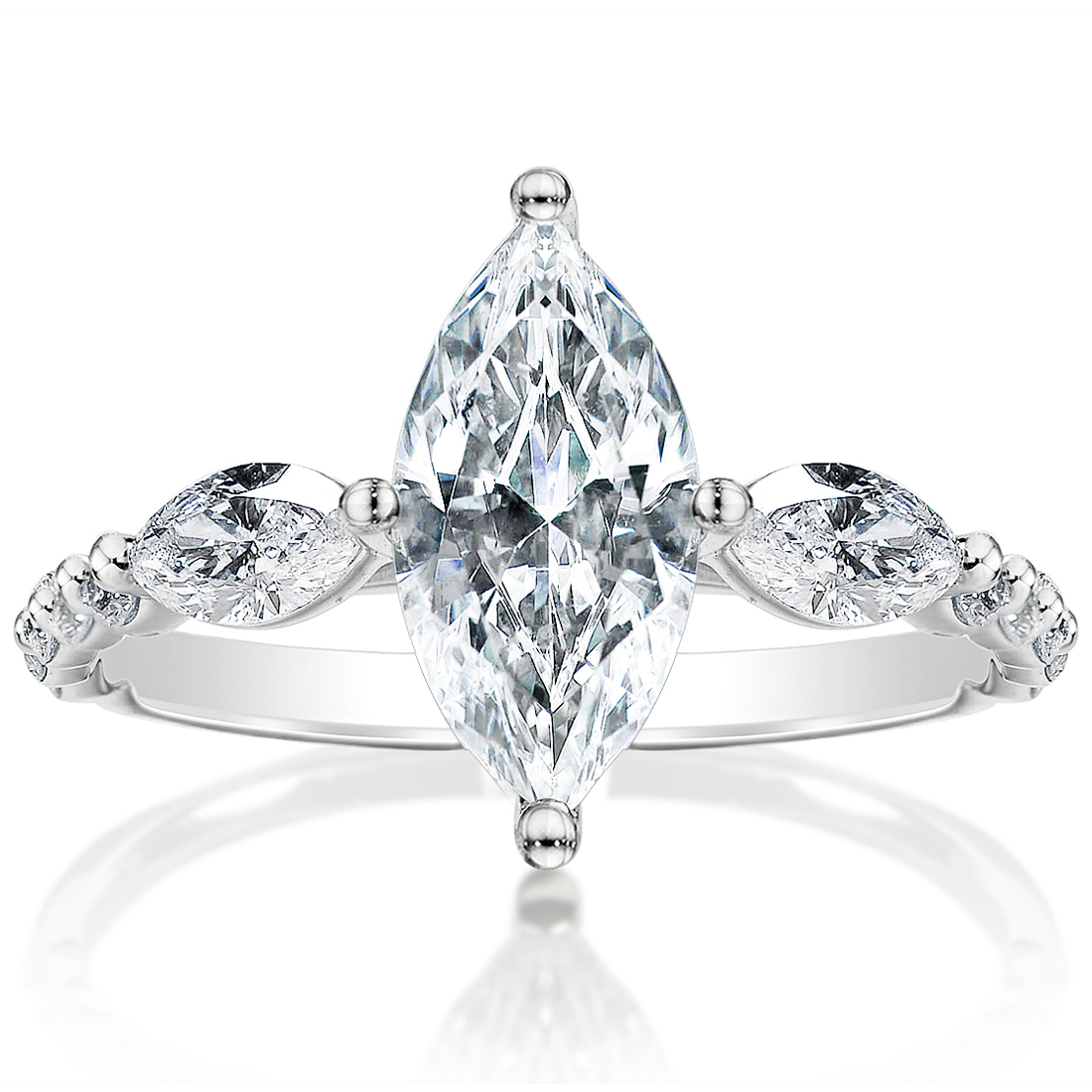 Marquise Three Stone Kite Engagement Ring - Z1949M