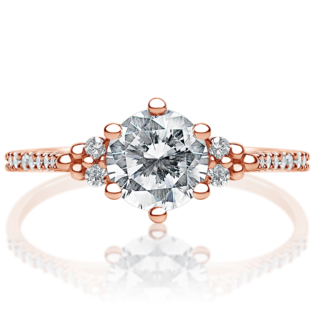 Round Diamond Orb Cluster Engagement Ring - Z2178R