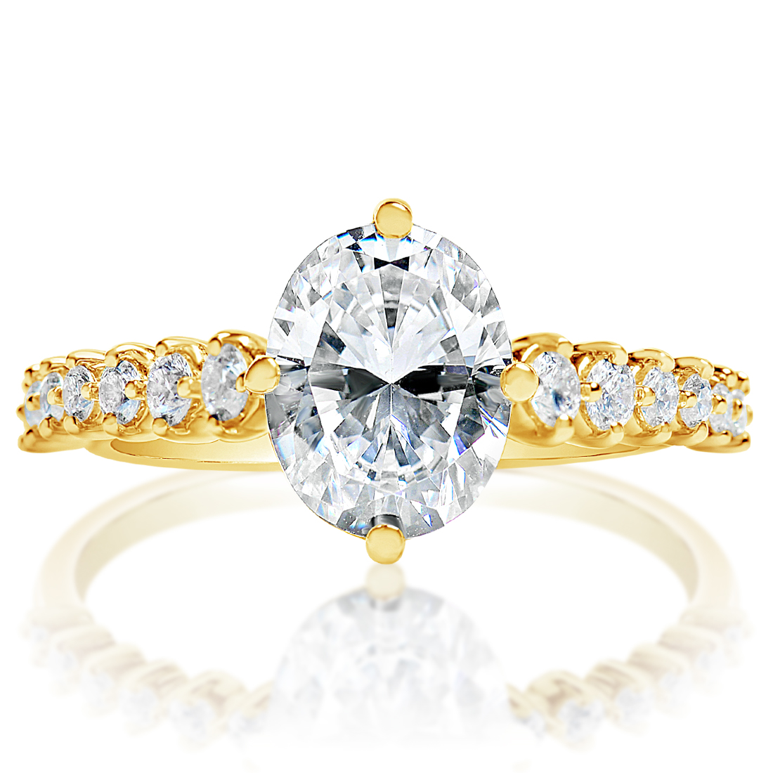 Oval Diamond Kite Set Band Engagement Ring - Z2227V
