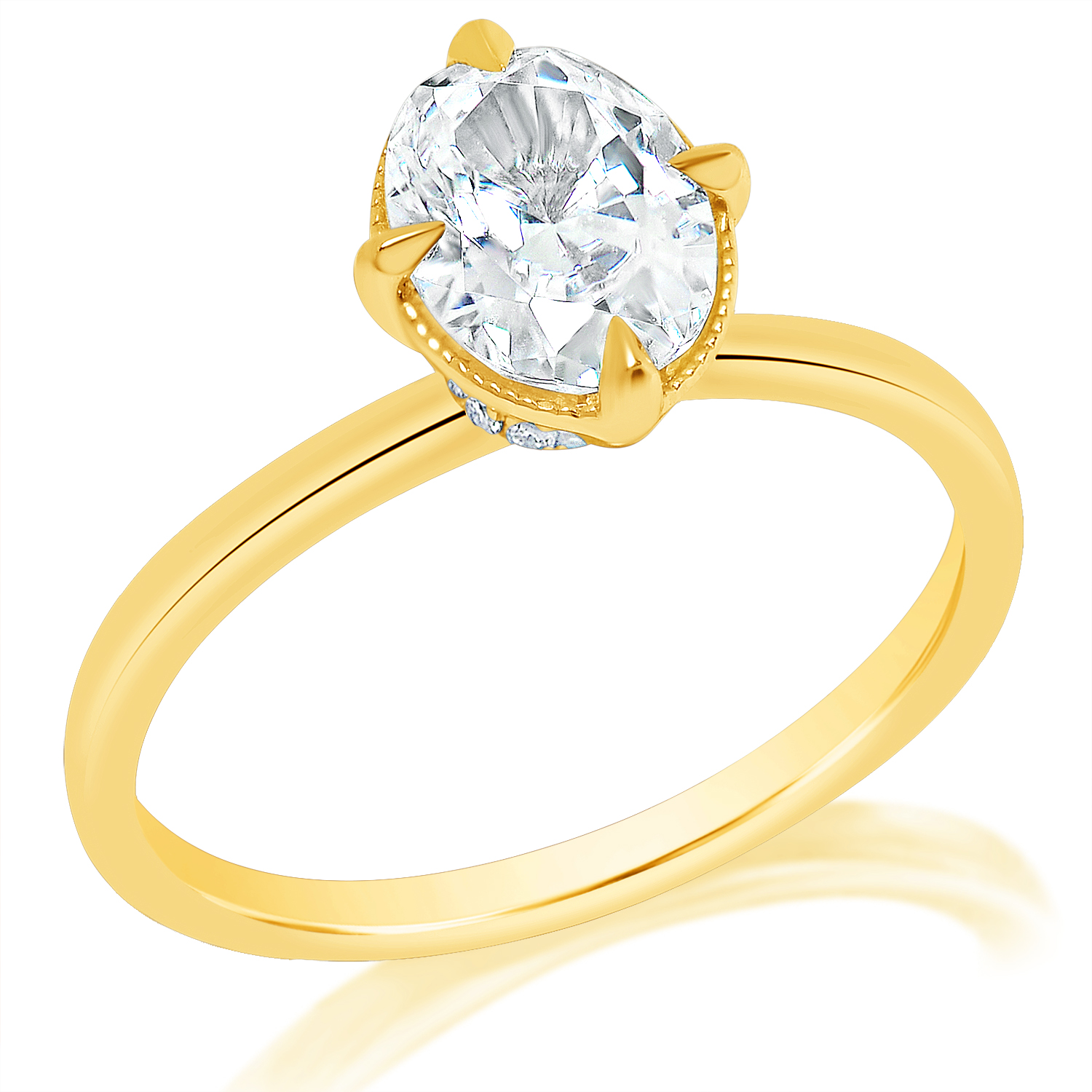 Oval Kite Set Eagle Claw Hidden Halo Engagement Ring - Z2478V