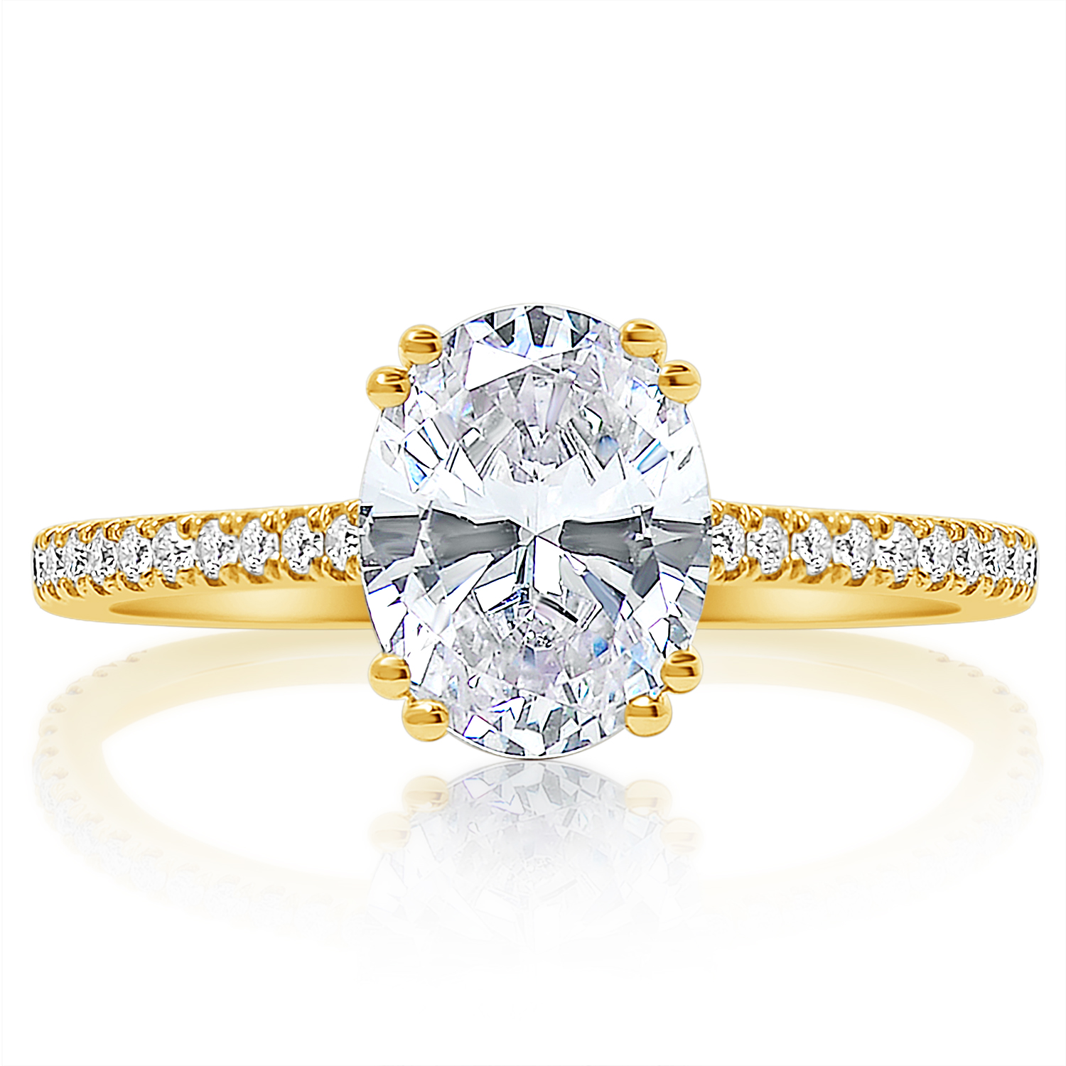 Oval Double Prong Hidden Halo Engagement Ring - Z2781V