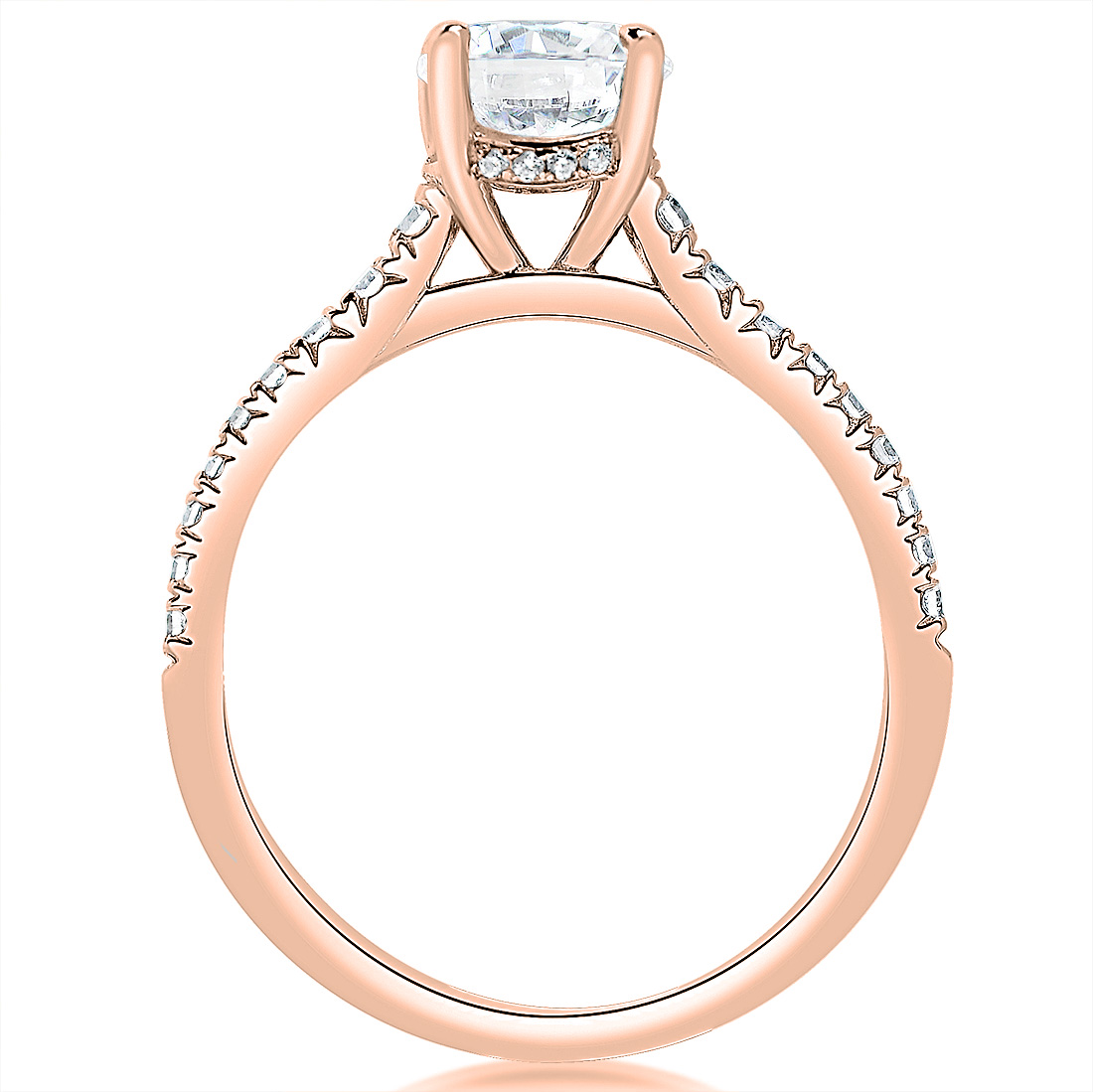 Round diamond Hidden Halo Diamond Band Engagement Ring - Z4038R