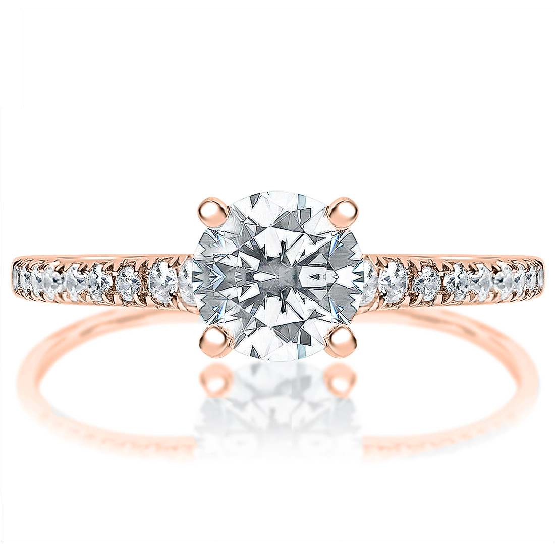Round diamond Hidden Halo Diamond Band Engagement Ring - Z4038R